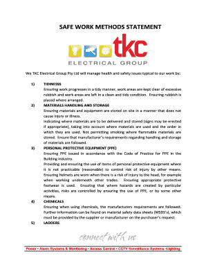 Fillable Online SAFE WORK METHODS STATEMENT Fax Email Print - pdfFiller