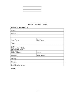 Fillable Online personal data intake information form - Jackson Bibby Fax Email Print - pdfFiller