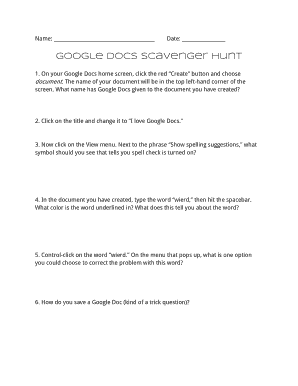 Fillable Online Google Docs Scavenger Hunt Fax Email Print - pdfFiller