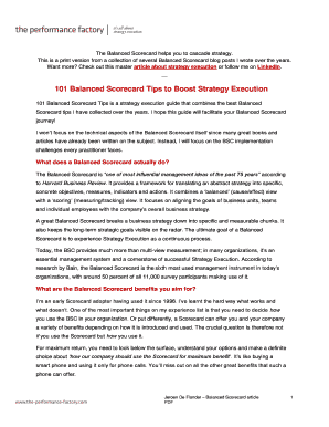 Fillable Online The Balanced Scorecard helps you to cascade strategy ...