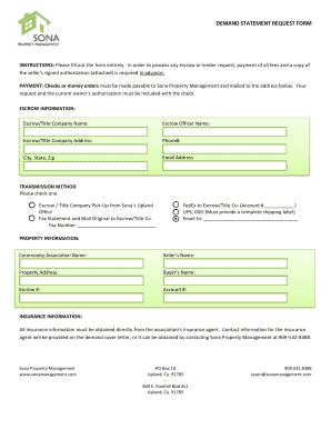 Fillable Online DEMAND STATEMENT REQUEST FORM Fax Email Print - pdfFiller