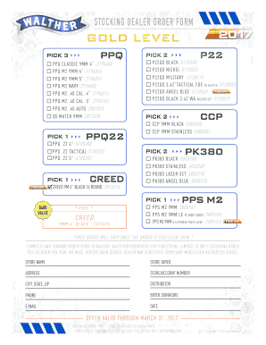 Fillable Online STOCKING DEALER ORDER FORM Fax Email Print - pdfFiller