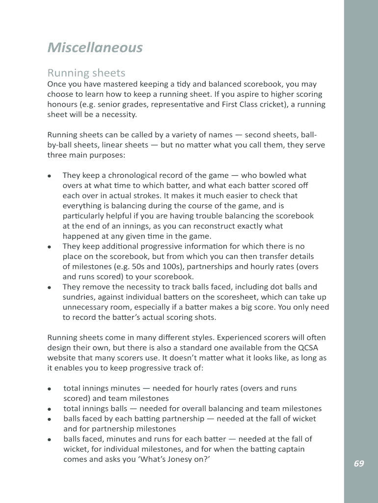 Fillable Online Running sheets Fax Email Print - pdfFiller