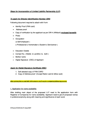 Fillable Online Steps for Incorporation of Limited Liability ...