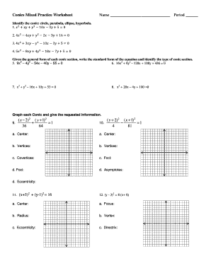 Fillable Online Conics Mixed Practice Worksheet Fax Email Print - pdfFiller