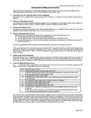 Fillable Online Instructions to Form ITR-7 (AY 2017-18) Fax Email Print - pdfFiller
