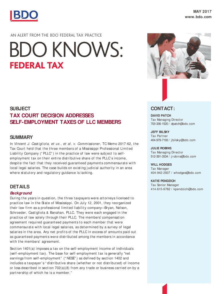Fillable Online BDO FEDERAL TAX Fax Email Print - pdfFiller