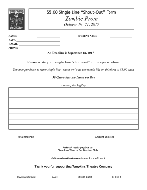 Fillable Online 00 Single Line Shout-Out Form Fax Email Print - pdfFiller