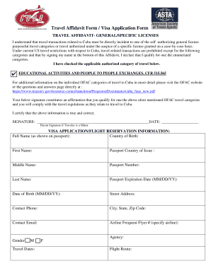 Fillable Online Travel Affidavit Form / Visa Application Form Fax Email ...