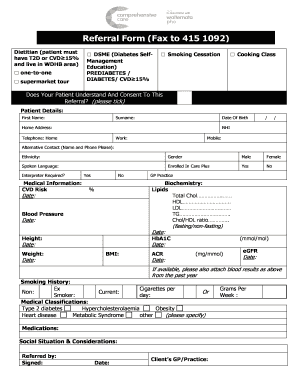 Fillable Online Referral Form (Fax to 415 1092) Fax Email Print - pdfFiller
