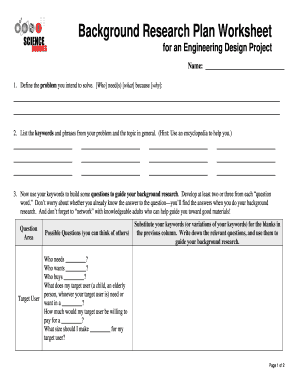 Fillable Online Background Research Plan Worksheet Fax Email Print - pdfFiller