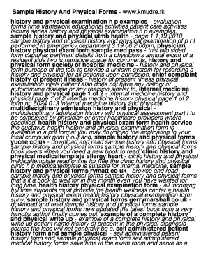 Fillable Online Sample History And Physical Forms - www Fax Email Print ...