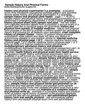 Fillable Online Sample History And Physical Forms www Fax Email Print ...