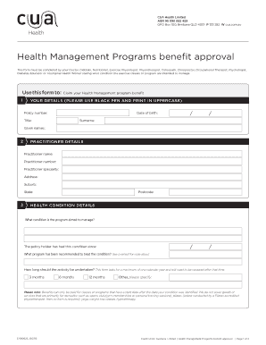 Fillable Online CUA Health Limited Fax Email Print - pdfFiller
