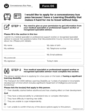 Fillable Online Concessionary Bus Pass Fax Email Print - pdfFiller
