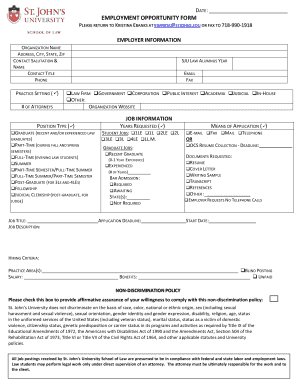 Fillable Online EMPLOYMENT OPPORTUNITY FORM Fax Email Print - pdfFiller