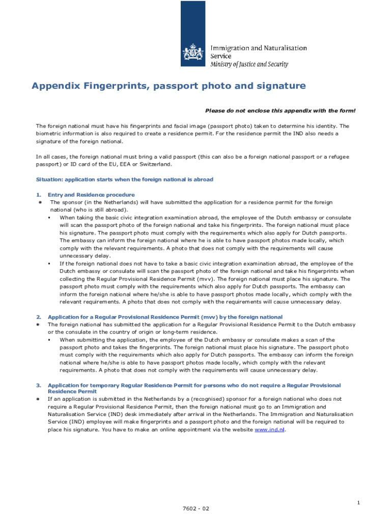 Fillable Online Appendix Fingerprints, passport photo and signature ...