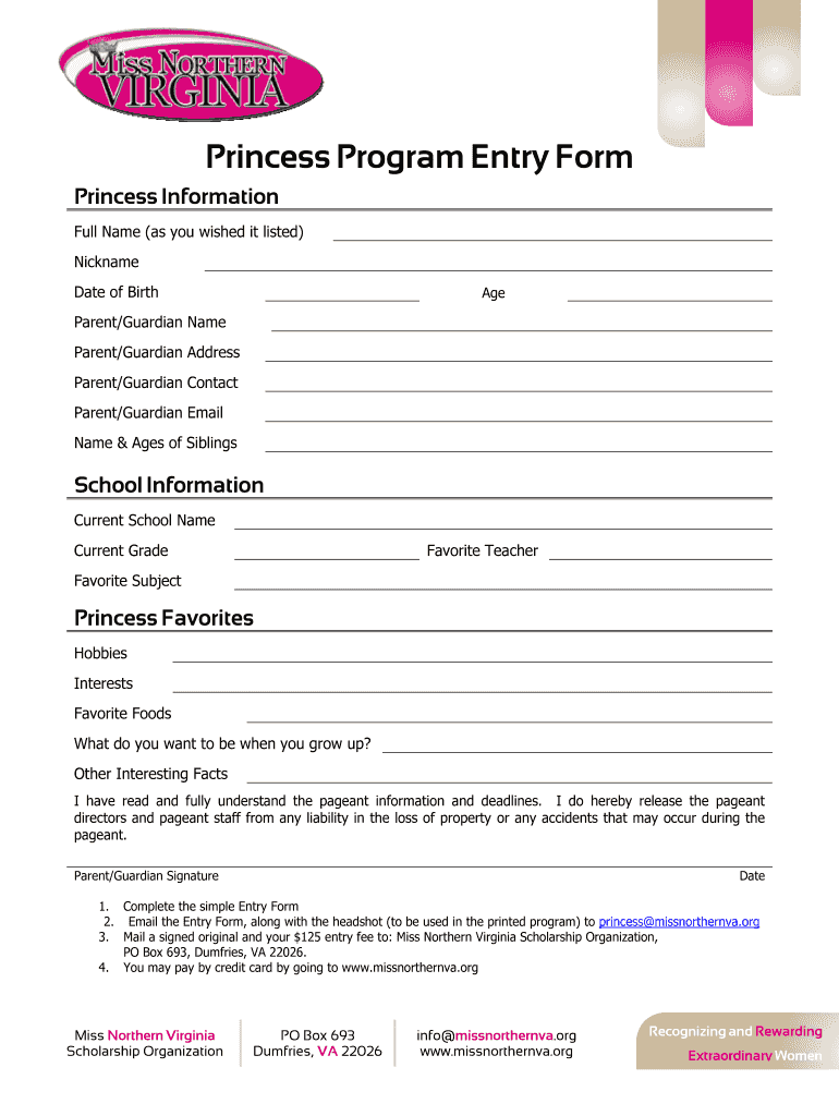 Fillable Online Miss Northern Virginia Fax Email Print - pdfFiller