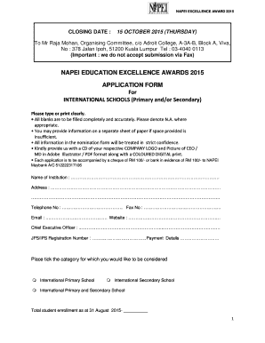 Fillable Online CLOSING DATE : Fax Email Print - pdfFiller