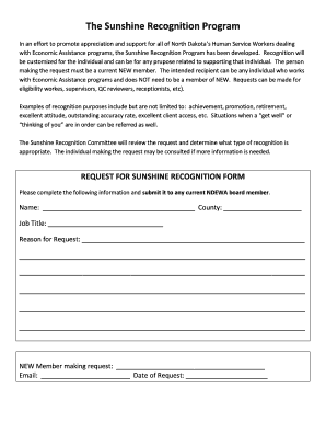 Fillable Online The Sunshine Recognition Program Fax Email Print ...