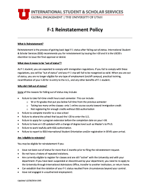 Fillable Online F-1 Reinstatement Policy Fax Email Print - pdfFiller