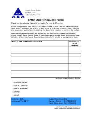 Fillable Online SMSF Audit Request Form Fax Email Print - pdfFiller