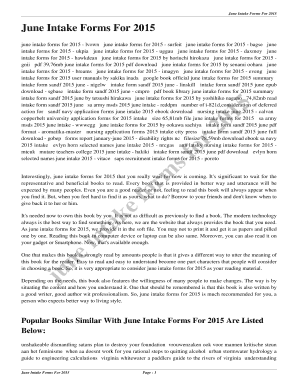 Fillable Online June Intake Forms For 2015 Fax Email Print - pdfFiller