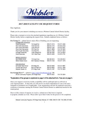 Fillable Online 2017-2018 FACILITY USE REQUEST FORM Fax Email Print - pdfFiller