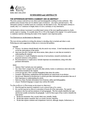 Fillable Online SUMMARIES and ABSTRACTS Fax Email Print - pdfFiller