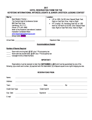 Fillable Online HOTEL RESERVATION FORM FOR THE Fax Email Print - pdfFiller