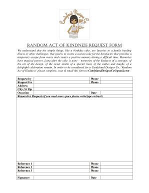 Fillable Online Random act of kindness Request form Fax Email Print ...