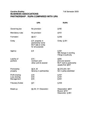 Fillable Online PARTNERSHIP : RUPA COMPARED WITH UPA Fax Email Print ...