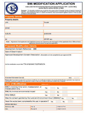 Fillable Online made under the Environmental Planning and Assessment Act 1979 - section 96(1 ...
