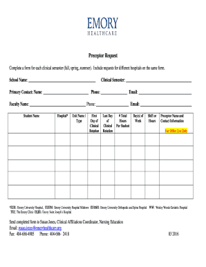 Fillable Online Preceptor Request Fax Email Print - pdfFiller