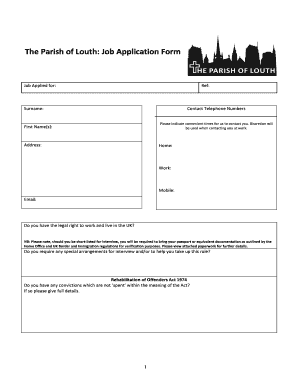 Fillable Online The Parish of Louth: Job Application Form Fax Email ...