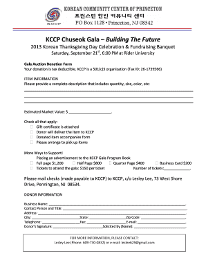 Fillable Online KCCP Chuseok Gala Building The Future Fax Email Print - pdfFiller