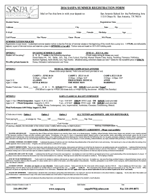 Fillable Online 2016 SASPA SUMMER REGISTRATION FORM Fax Email Print ...