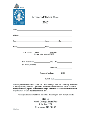 Fillable Online Advanced Ticket Form Fax Email Print - pdfFiller