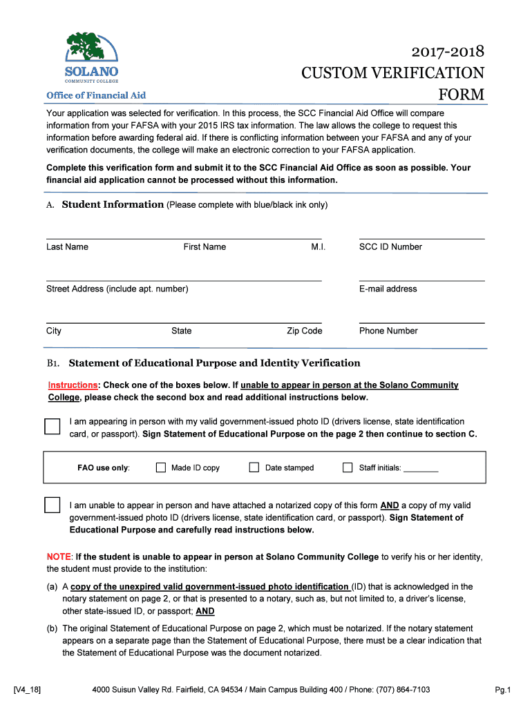 Fillable Online In this process, the SCC Financial Aid Office will ...