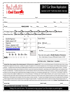 Fillable Online 2017 Car Show Application Fax Email Print - pdfFiller