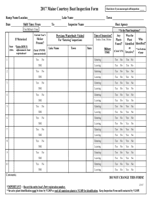 Fillable Online 2017 Maine Courtesy Boat Inspection Form Fax Email ...