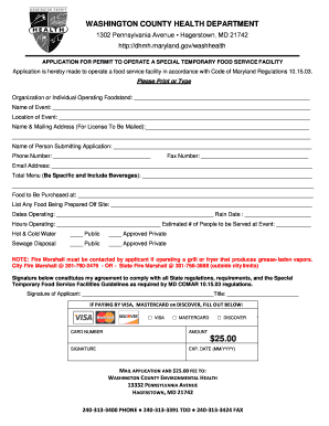 Fillable Online APPLICATION FOR PERMIT TO OPERATE A SPECIAL TEMPORARY ...