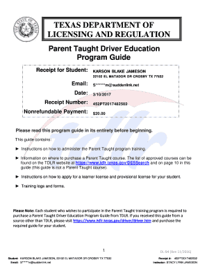 Fillable Online Receipt for Student: Fax Email Print - pdfFiller