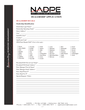 Fillable Online DEALERSHIP APPLICATION Fax Email Print - pdfFiller