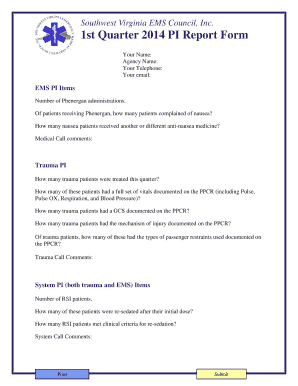 Fillable Online southwest vaems 1st Quarter 2014 PI Report Form Fax ...