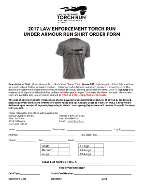 Fillable Online UNDER ARMOUR RUN SHIRT ORDER FORM Fax Email Print ...