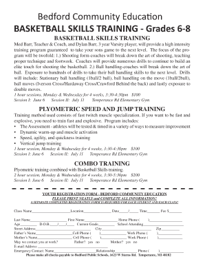 Fillable Online BASKETBALL SKILLS TRAINING - Grades 6-8 Fax Email Print ...