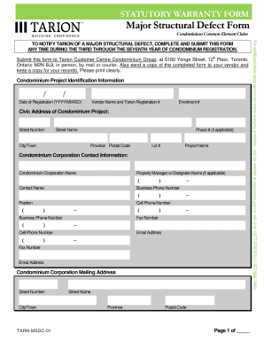 Fillable Online Major Structural Defect Form Fax Email Print - pdfFiller