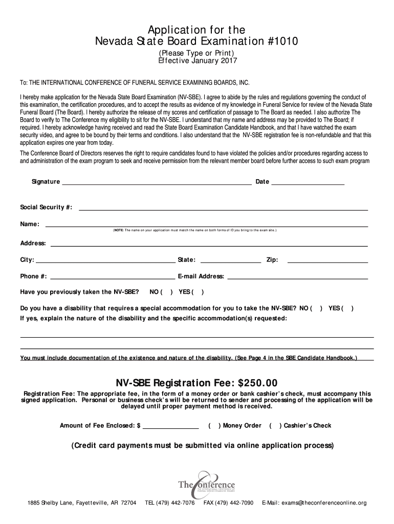 Fillable Online To: THE INTERNATIONAL CONFERENCE OF FUNERAL SERVICE EXAMINING BOARDS, INC Fax ...