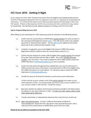 Fillable Online FCC Form 1876 - Getting It Right Fax Email Print ...